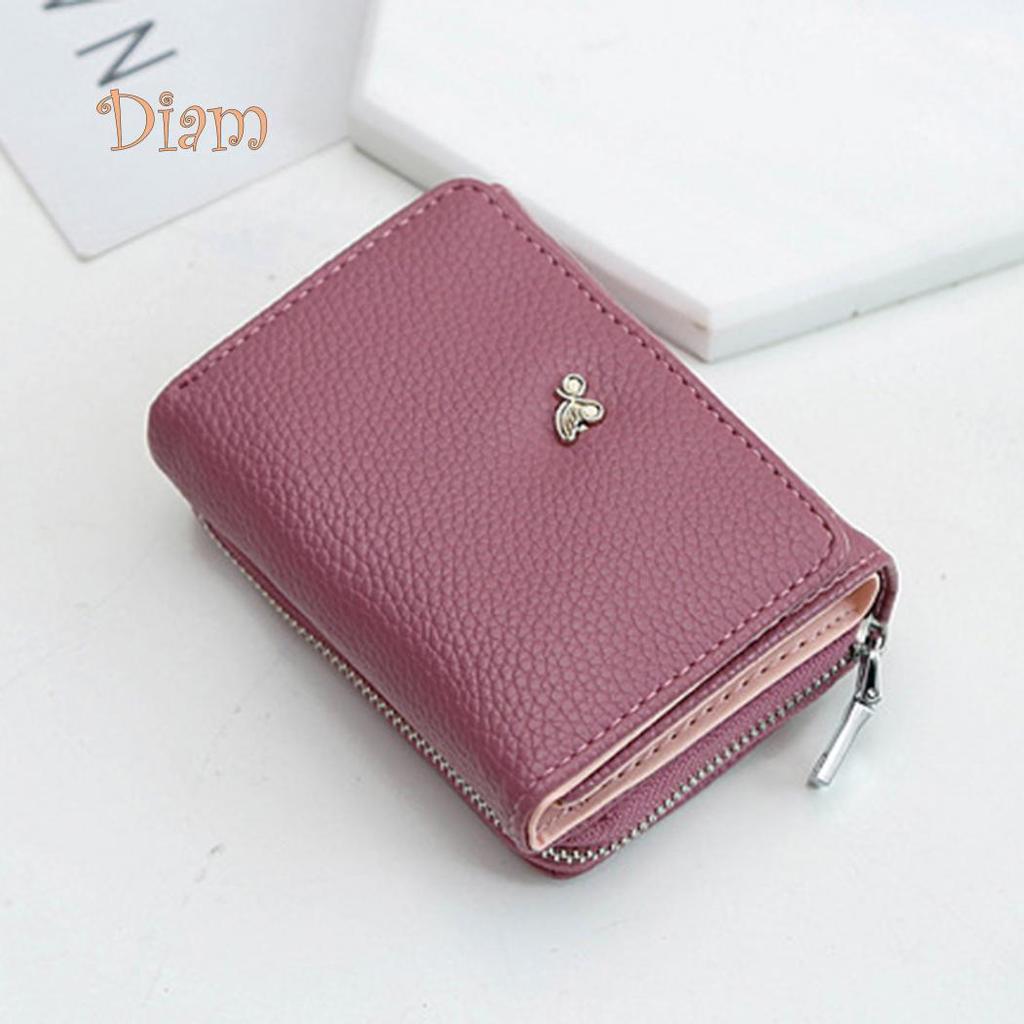Buy Dilara Leather Solid Color Women Short Purse Card Cash Small Zipper ...