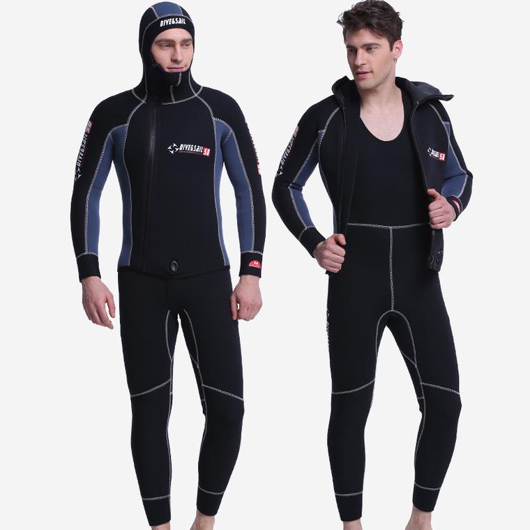 Diving Suit Men's Split Cap Thickened Warm One-piece Diving Suit Winter ...