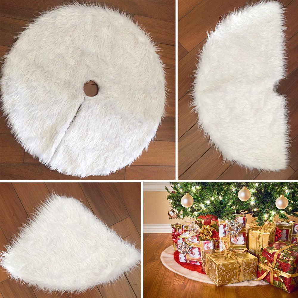 Buy Huge Round Snowflake Plush Christmas Tree Skirt Floor Mat Cover ...