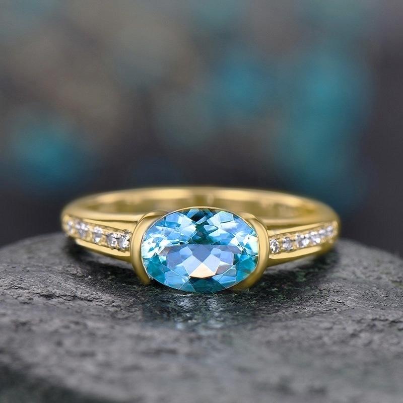 Women Fashion Charmimg Blue Ring Party Jewelry Girlfriend Gift Top Girl ...
