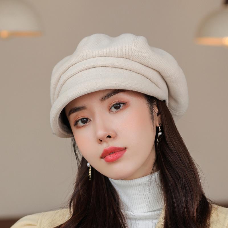 Cheap Autumn and Winter Octagonal Hat Women Cap Retro Solid Color ...