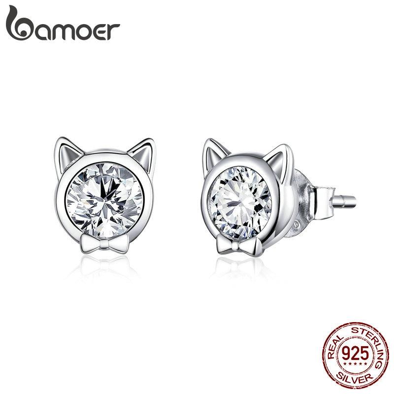 Satın alın Cute Cat Stud Earrings for Women 925 Sterling Silver ...