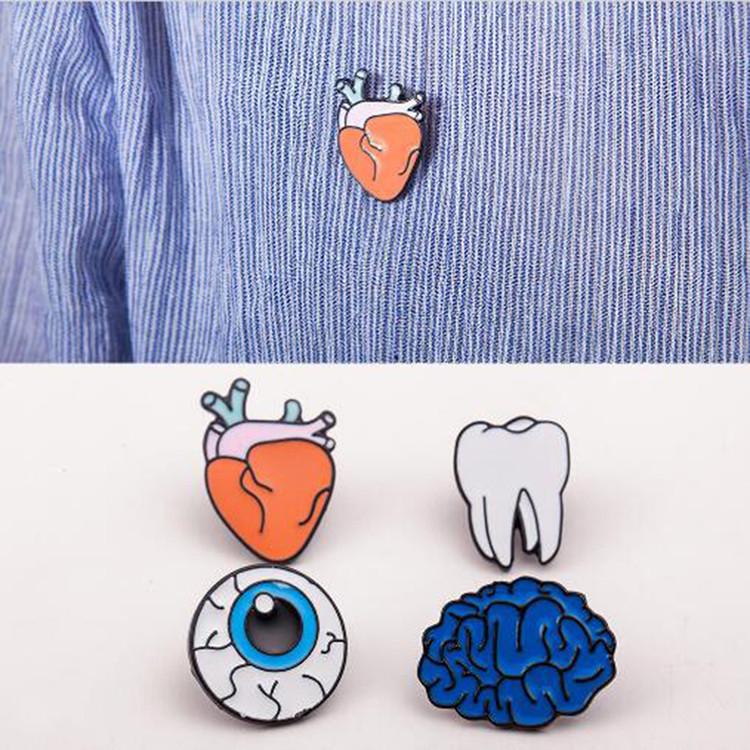 Cheap Fashion Cartoon Brooch Pins The Human Organs Medical Brain Eye ...