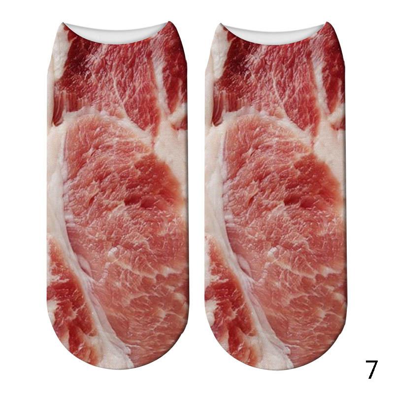 Buy 3D Flesh Print Low Socks Unisex Fun Steak Bbq Cotton Socks Casual ...