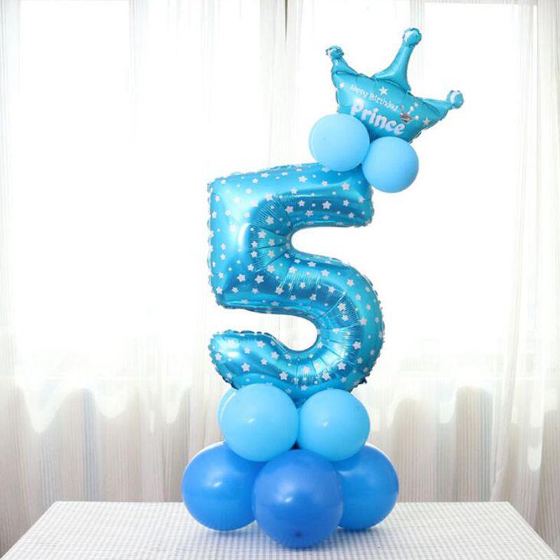 15pcs / set Mavi Pembe Sayı Balon Happy Birthday Balonlar Parti ...
