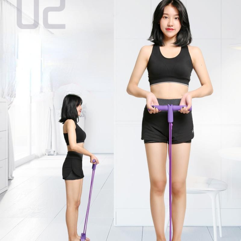 4 Resistanc Elastic Pull Ropes Exerciser Rower Belly Resistance Band ...