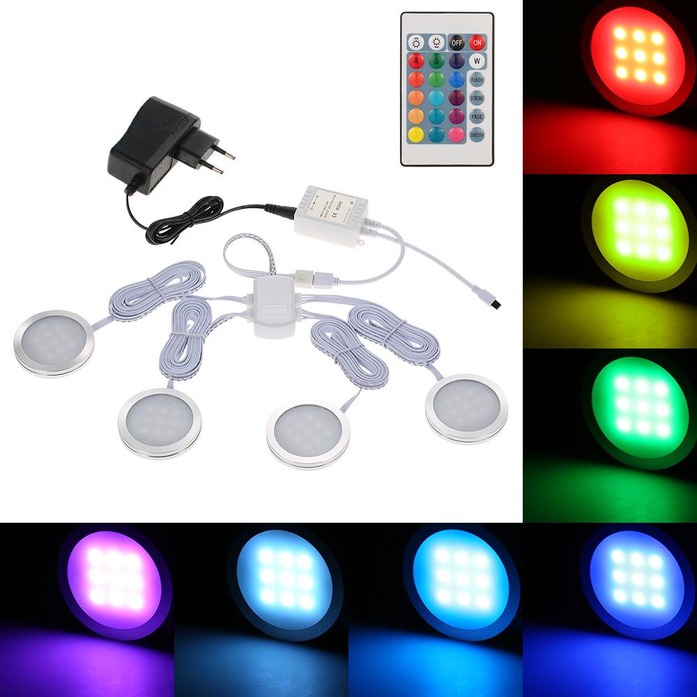 Buy 4PCS Slim Round Shape RGB LED Cabinet Light Kit at affordable ...