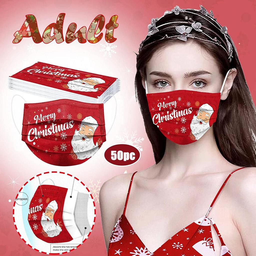 Buy Doisne Christmas Face Masks, Adult Disposable Mouth Nose Protection ...