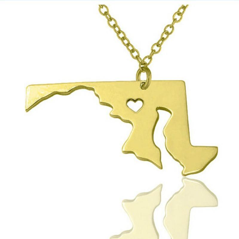Buy High Quality Map Pendant Necklace Maryland State Jewelry MD Custom ...
