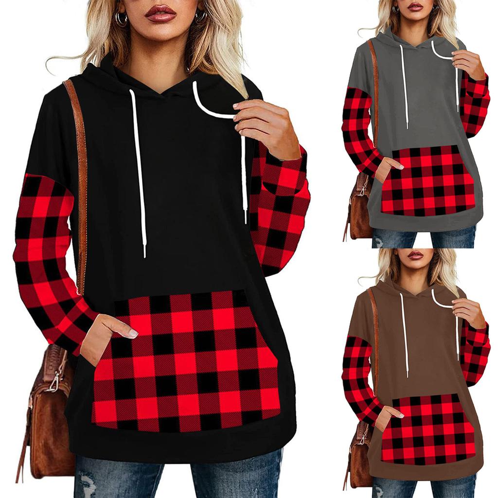Cheap Womens Fall Color Block Fashion Hoodies Sweatshirts Casual Long ...