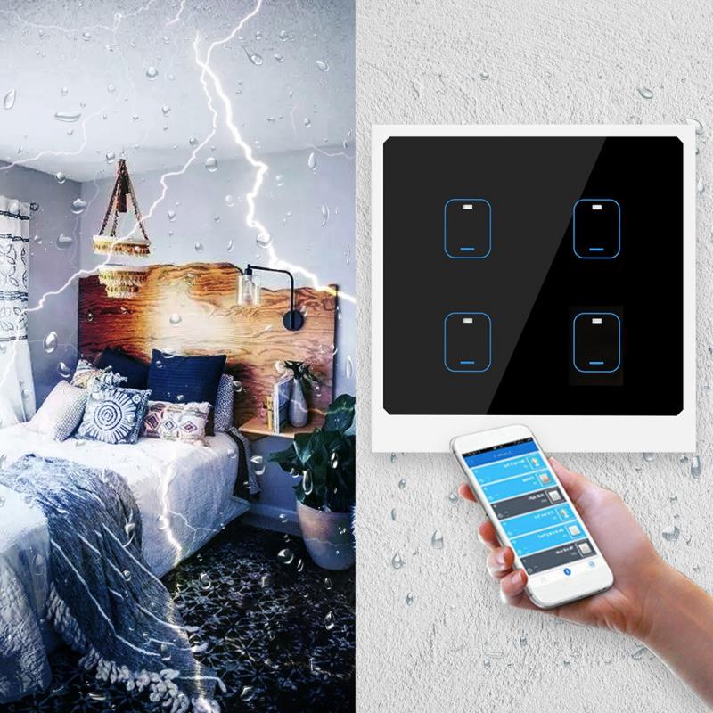 Buy 4 Gang Smart WiFi Touch Light Switch APP Remote Voice Control 90 ...