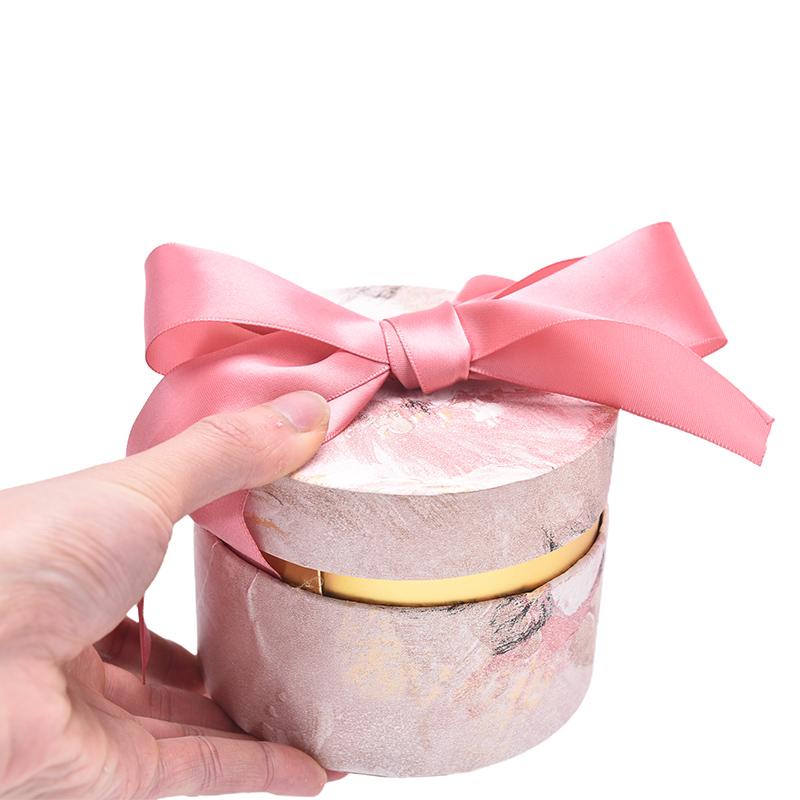 Buy 1Pc Flannel Gift Box Wedding Bride Candy Box Round Paper Flower ...
