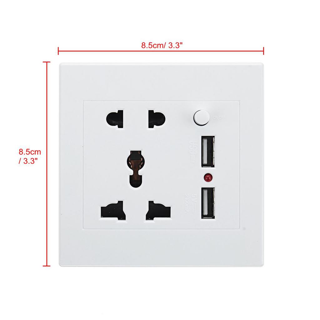 Universal Dual 2 Usb Electric Wall Power Socket Outlet Adapter Plug ...