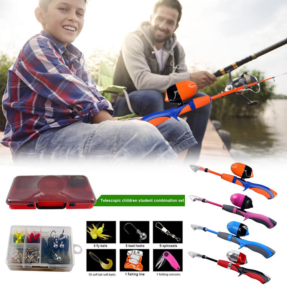 Buy Kids Fishing Pole Portable Telescopic Fishing Rod Set with Spincast ...