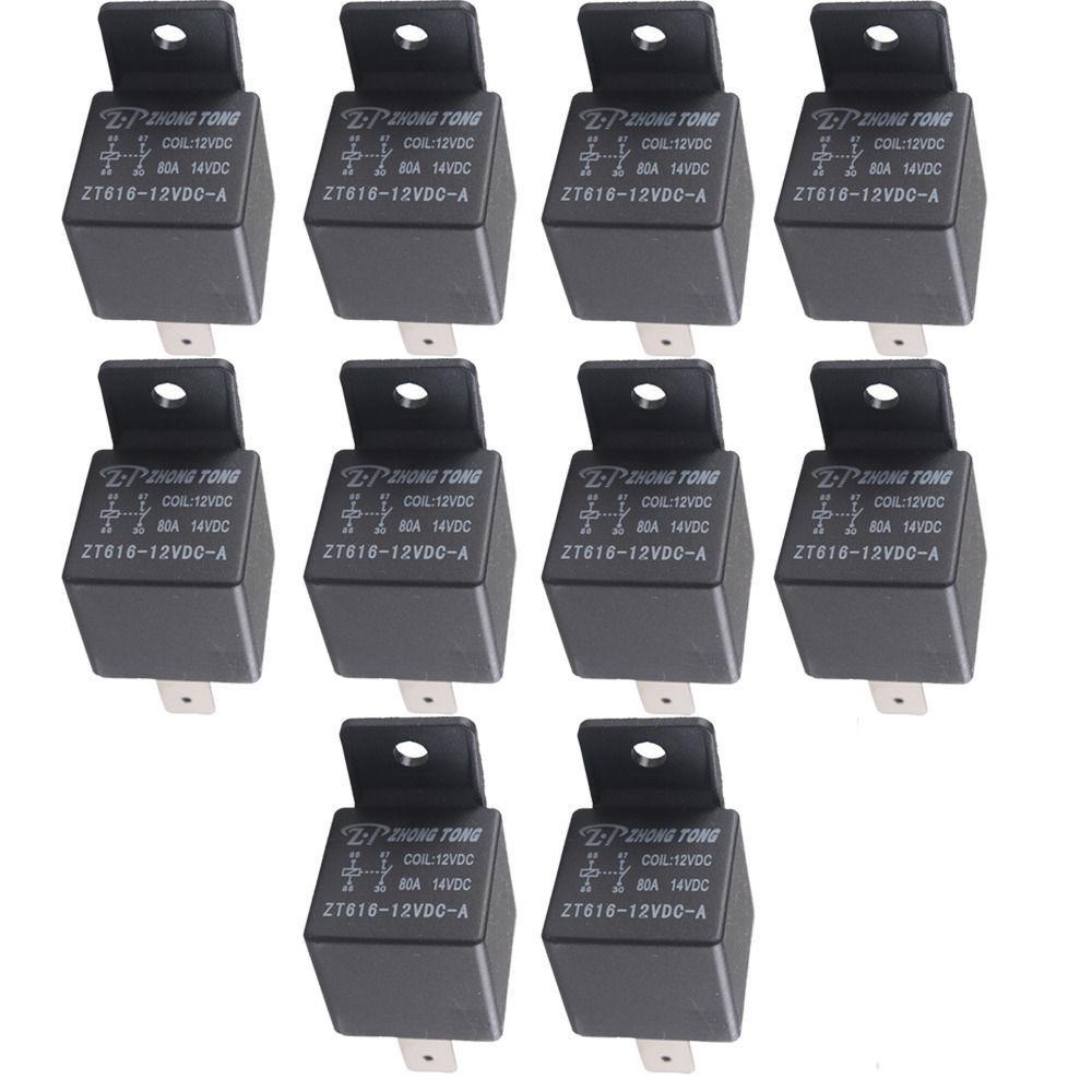 Buy 10Pcs 12V 80A SPST Relay Black Car Truck Auto Heavy Relays 4 Pin at ...