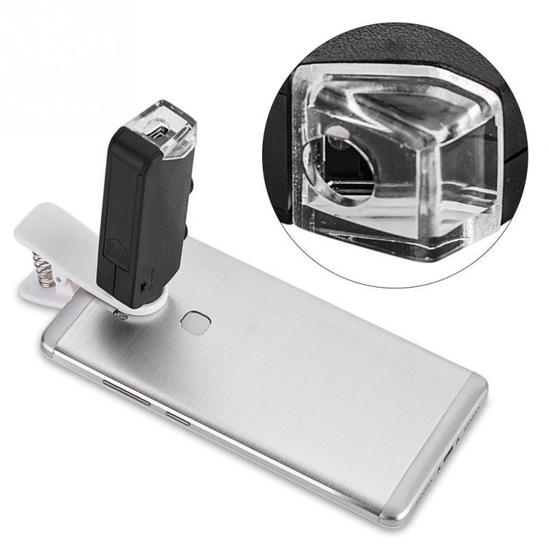 60X-100X Optical Zoom LED Microscope Lens with Clip for Mobile Phones ...