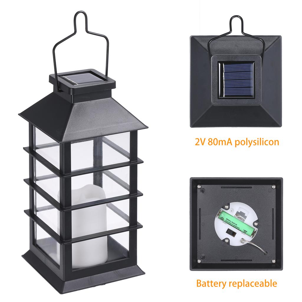 Tomshine Vintage Style Solar Powered Lantern Lights Flickering Flame ...