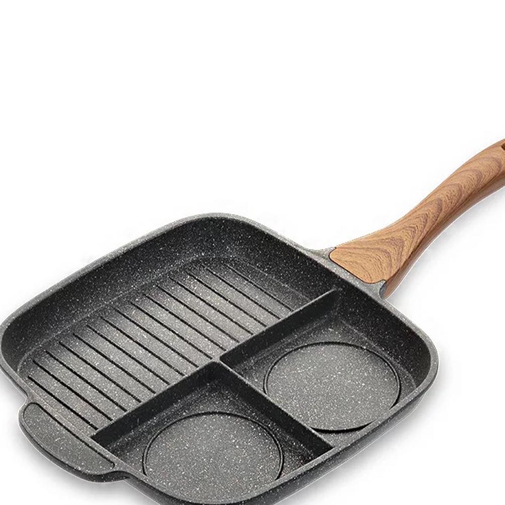Buy 1PC Frying Pan 3 Grids Aluminum Non-stick Beef Egg Pancake Cooking ...