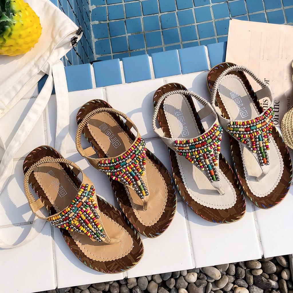 Buy Women Ladies String Bead Casual Beach Shoes Sandals at affordable ...