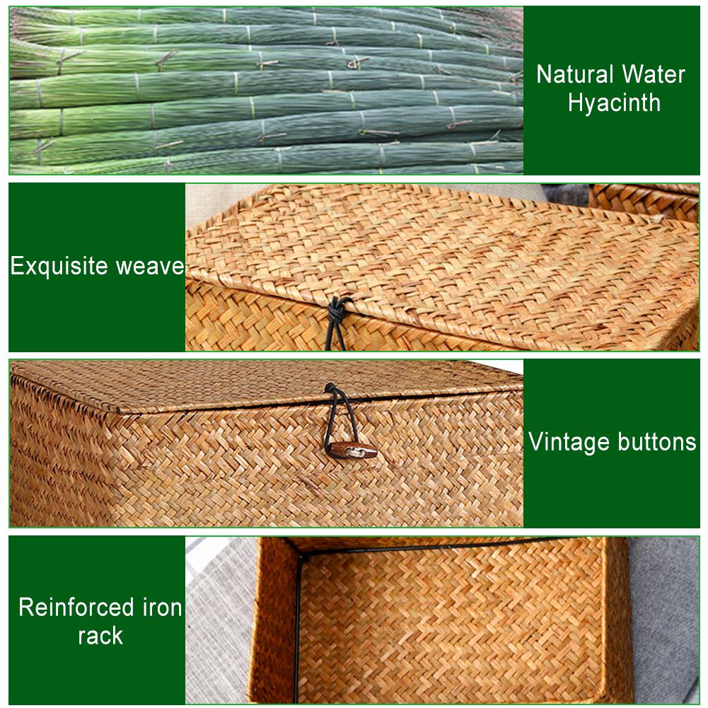 Buy 2PCS Straw Storage Container Natural Water Hyacinth Bins ...