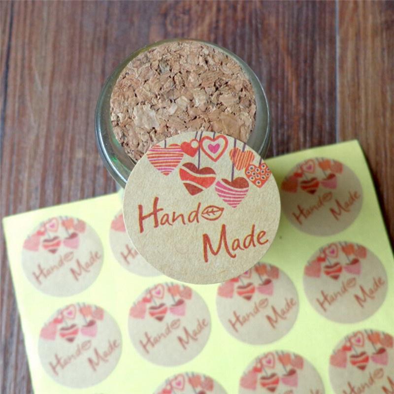Buy 120Pcs round Hand Made Kraft Paper Seal Stickers DIY Gifts Baking ...