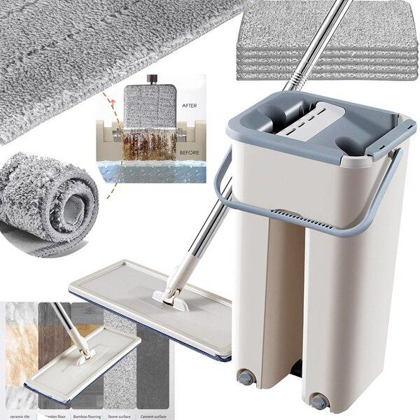 Magic Cleaning Mops Free Hand Spin Cleaning Microfiber Mop With Bucket ...