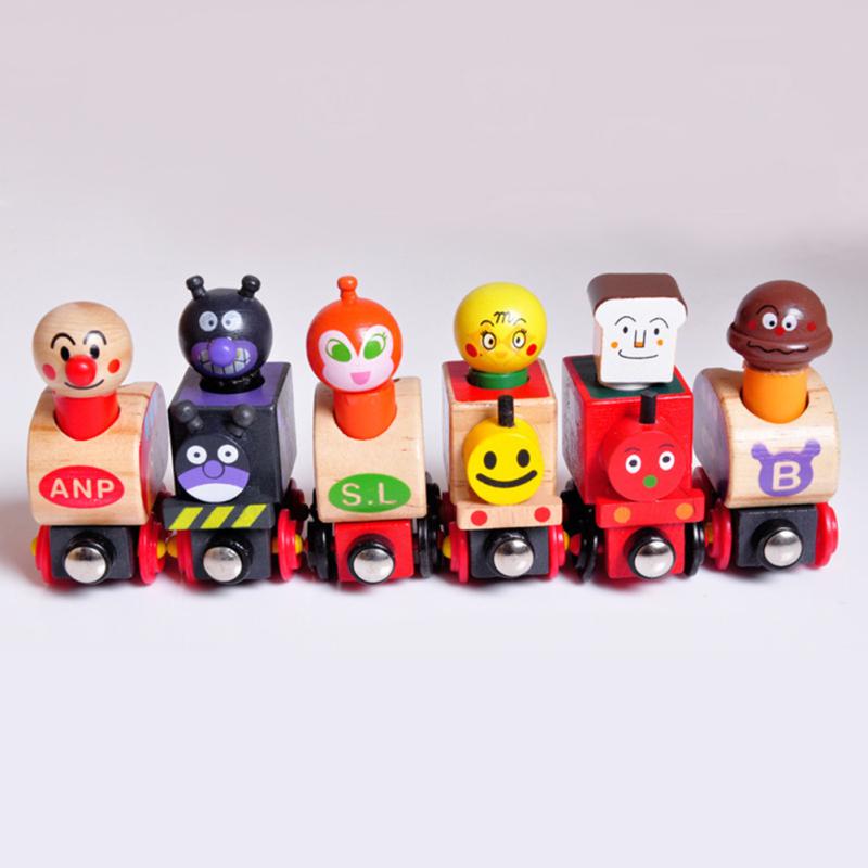Buy Mini Wooden Magnetic Train Model Set Colorful Cartoon Doll Funny ...