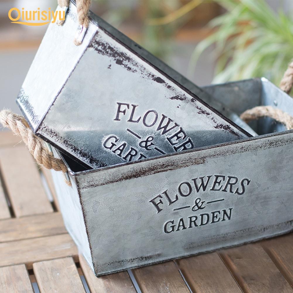Buy Twine Handles Iron Vase Bucke Succulent Plant Container at ...