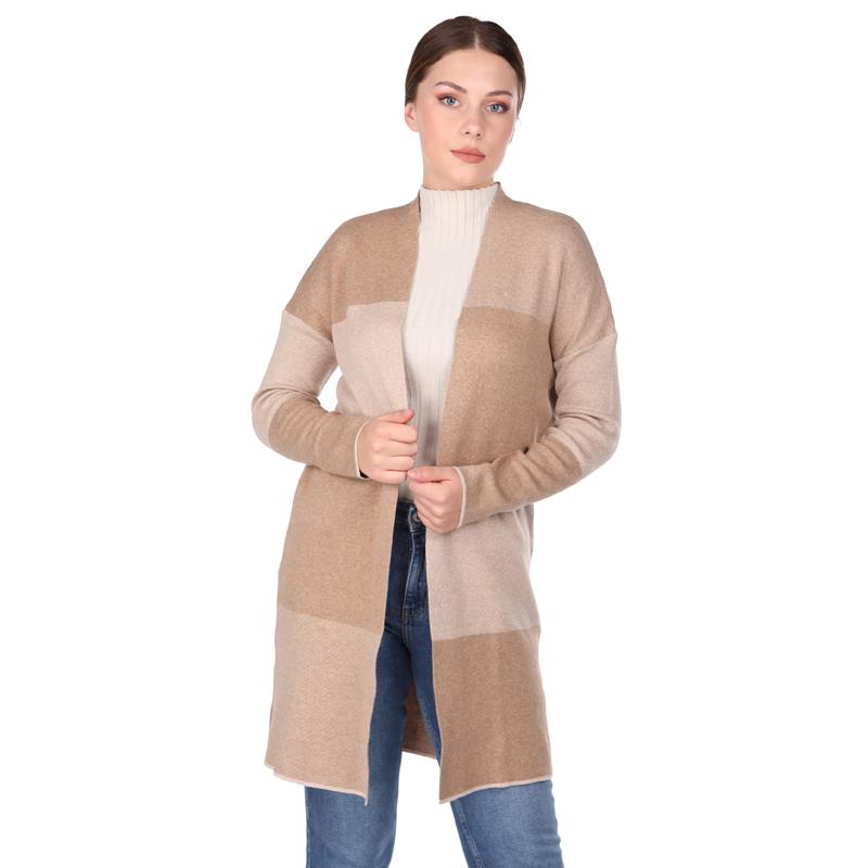 Buy Checkered Open Front Women's Knitwear Cardigan at affordable prices ...