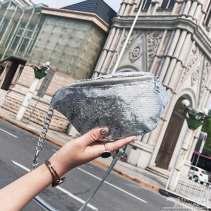 Buy Zipper pocket women fashion chain chest pack single shoulder strap ...