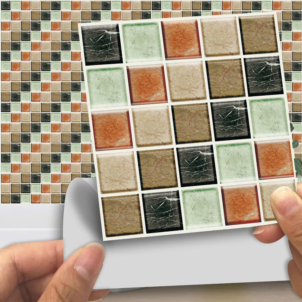 Art Ceramic Floor Stickers Tile 6 Pcs/Set Diagonal Adhesive 3D Stickers ...