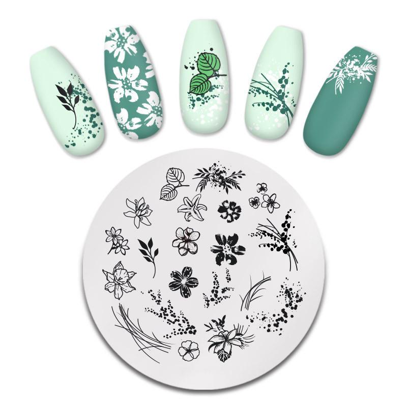 Buy DIY Nail Art Round Stamp Plates Stainless Steel Nail Art Image ...