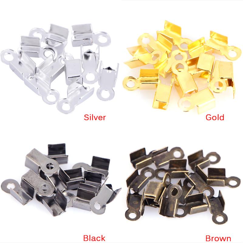 Buy 100pcs End Caps Clasps Leather Cord Crimp Bead Connectors Diy ...