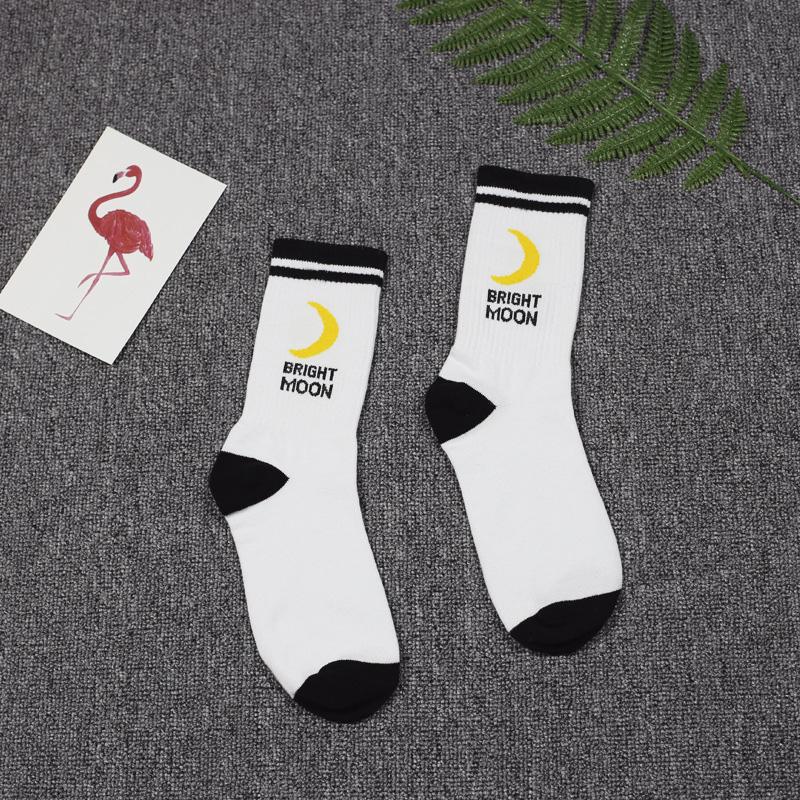 Buy 1 Pair of Fashion Unisex Striped Moon Socks Socks Letter Tide ...