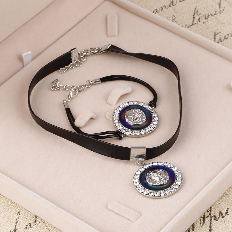 Buy Fashion Geometric Fabric Chain Metal Pendant Alloy Black Necklace ...