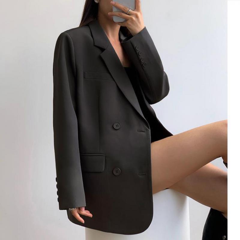 Buy 2022 Korean Loose Womens Black Suit Coat And Blazers Long Sleeve ...