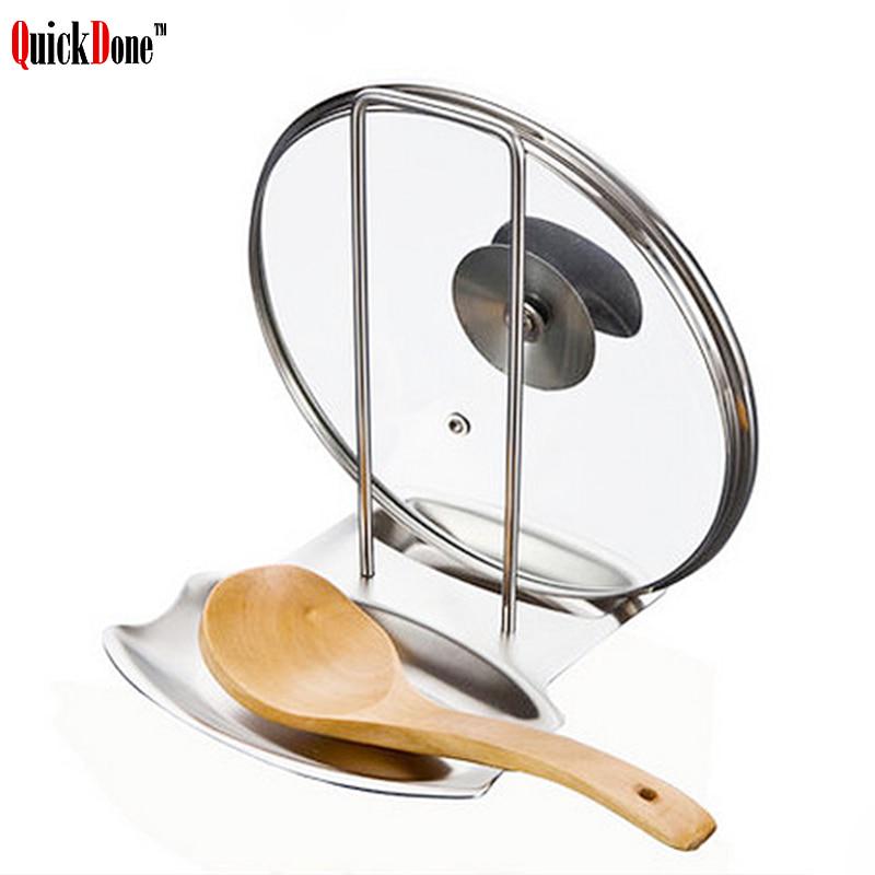 Buy Stainless Steel Pot Cover Shelf Stand Spoon Holder Stove Organizer ...