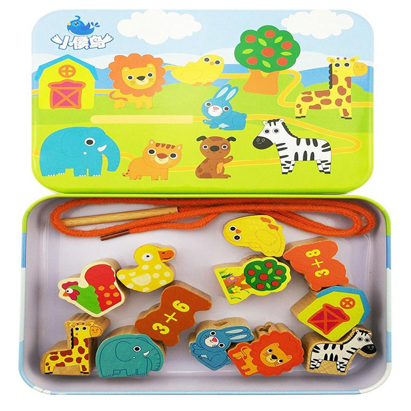 Buy Practical Tool Lacing Stringing Wooden Animals with String Beads ...