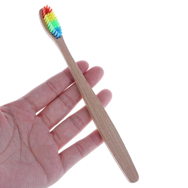 Buy 4Pcs Wood Rainbow Toothbrush With Bamboo Handle Soft Fibre ...