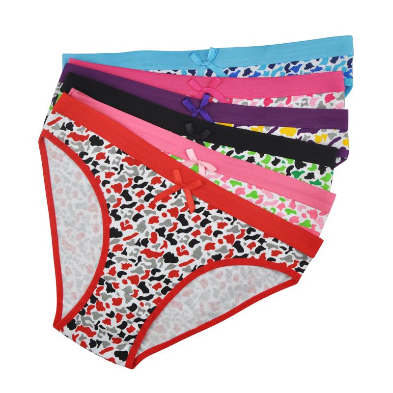 6 Pcs Women Underwear Cotton Sexy Panties Briefs Printed Low Rise Girls ...