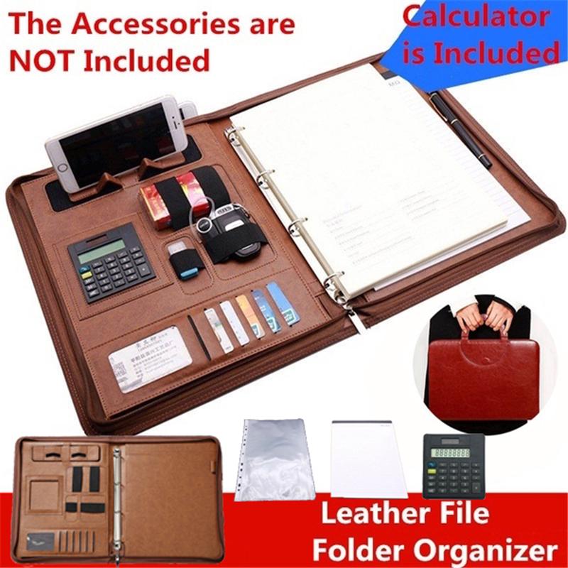 Buy A4 Portfilio Business Manager Document Bag Zipper Leather File ...