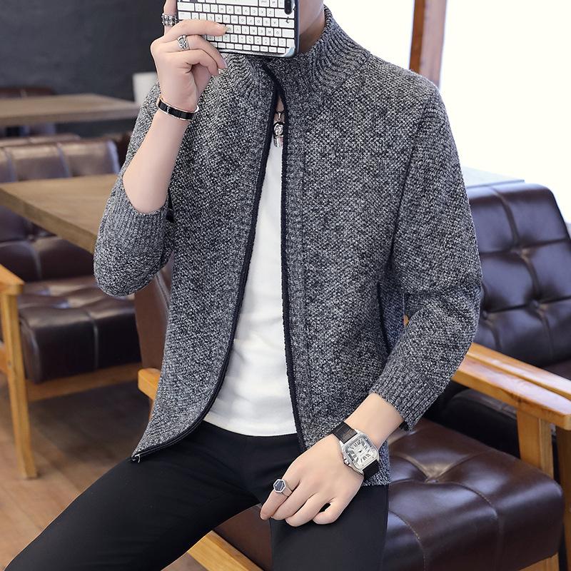 Buy Men Zipper Sweaters Jackets Mens Slim Fit Knitted Sweatercoat ...