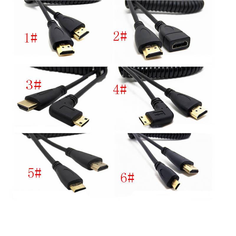 Buy HDMI To Right Angle Mini HDMI Spring Curl Flexible Cable V1.4 DSLR ...