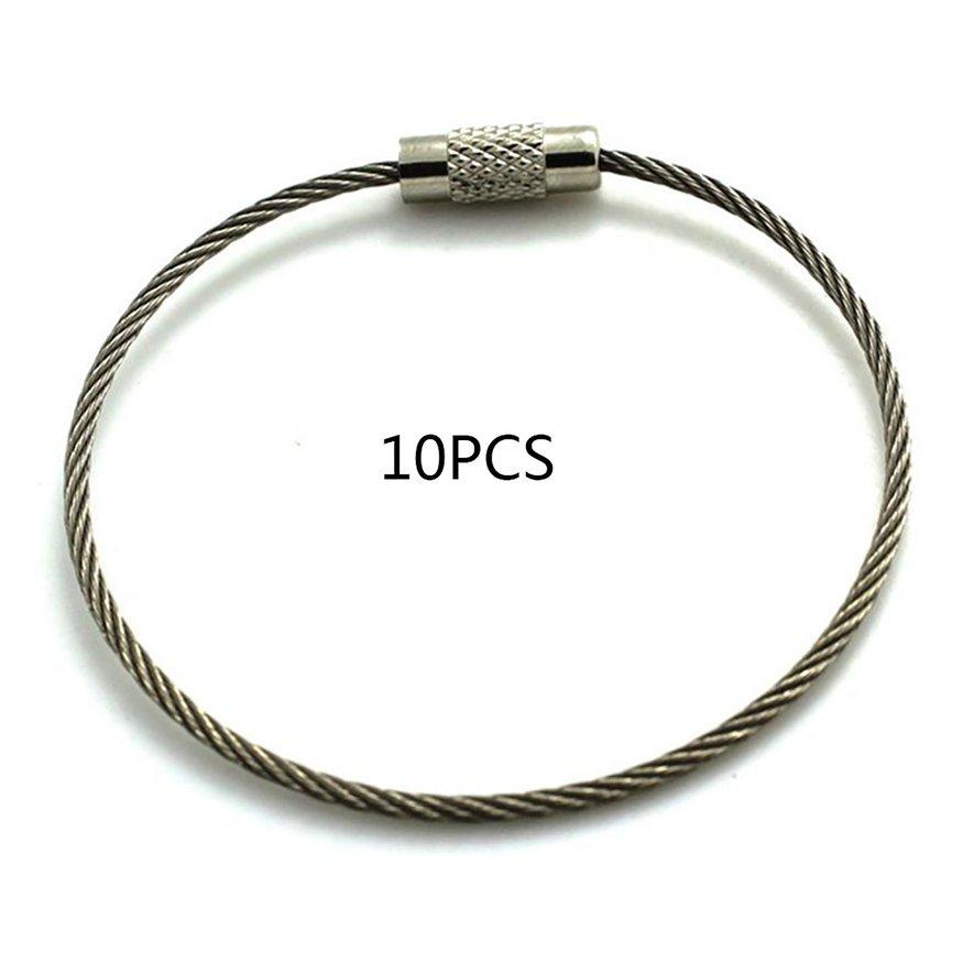 Buy KC Stainless Steel Covered Rubber Wire Rope Wire Ring Key Ring ...