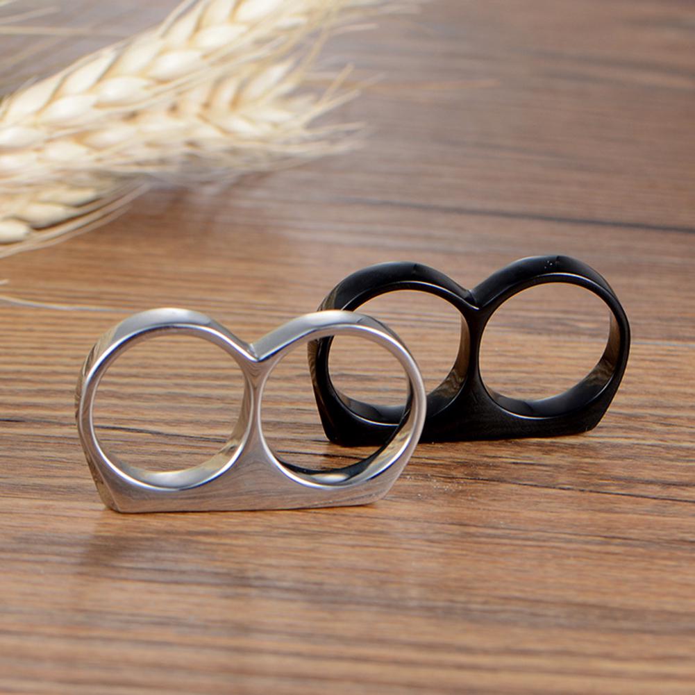 Buy Two Finger Rings Stainless Steel Gold Color Men Punk Biker Rings ...