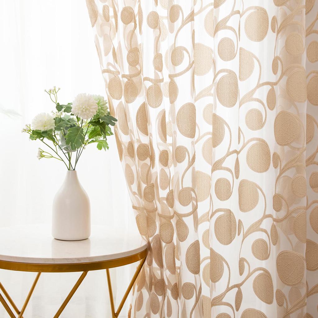 Buy Topfinel Circle Geometric Modern Sheer Curtain Panel for Living ...