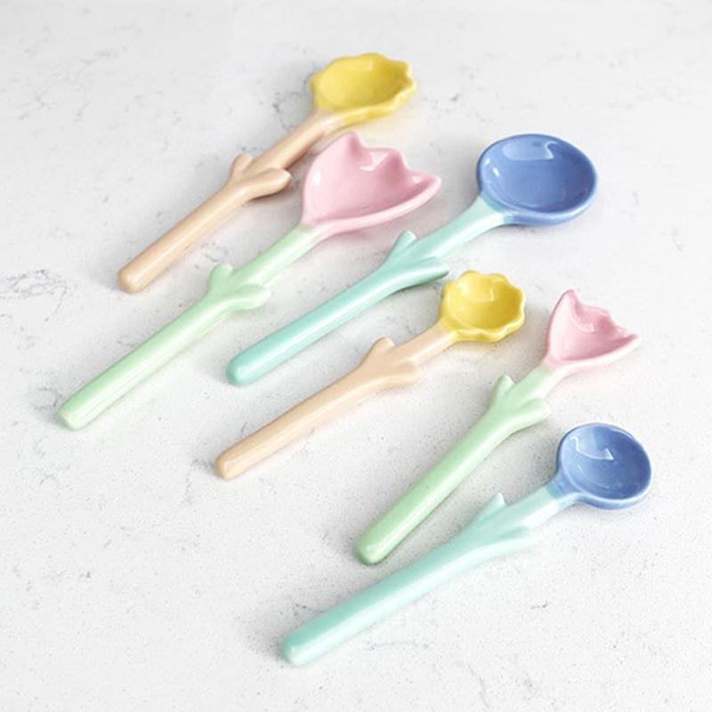 Купити Girl's Heart Utensils Ceramic Tulip Shaped Flower Spoons ...