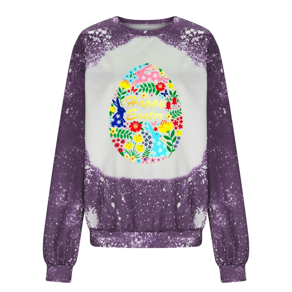 Cheap (TC)Women's Easter Print Long-sleeved Casual Crewneck Loose ...