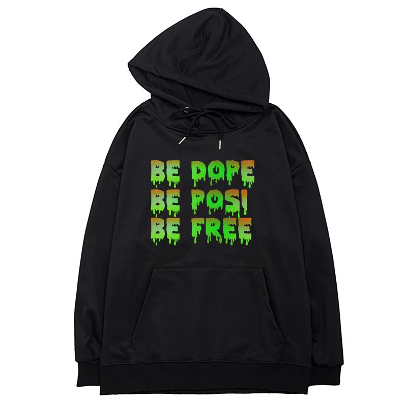 The Motto Printed Black Autumn And Winter Hoodie Long-Sleeved Warm ...