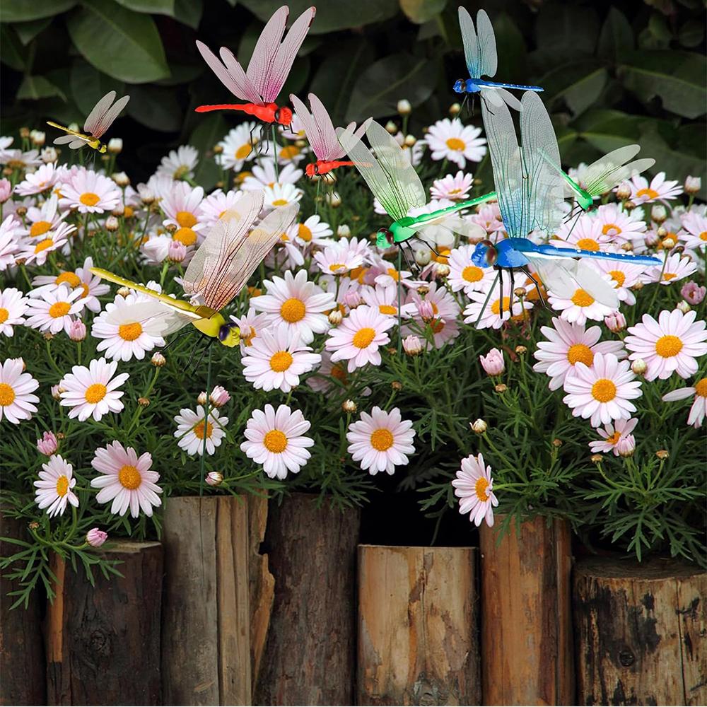 Buy New 12Pcs 3D Fake Dragonfly Pole Clips for Gardening Decoration Crafts, 4 Color at ...